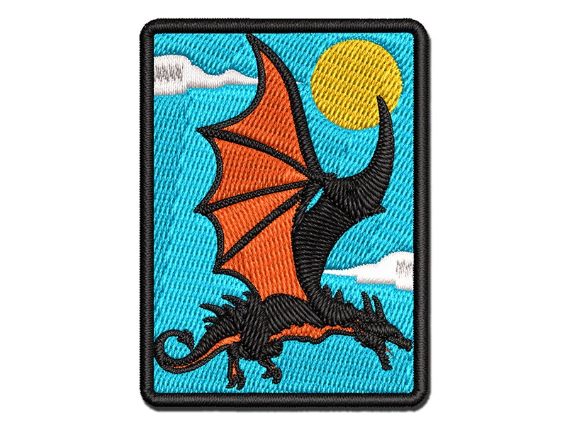 Fierce Flying Dragon Multi-Color Embroidered Iron-On or Hook & Loop ...