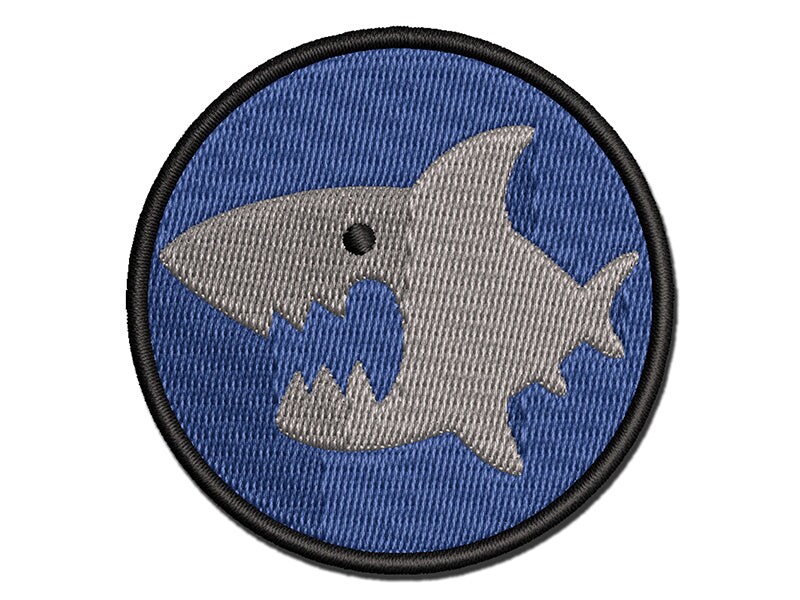 Cute Shark icon Multi-Color Embroidered Iron-On or Hook & Loop Patch ...
