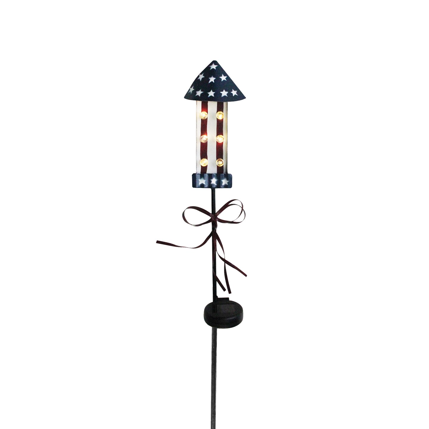 Gerson Solar Powered USA Stars Striped Rocket Outdoor Pathway Marker ...