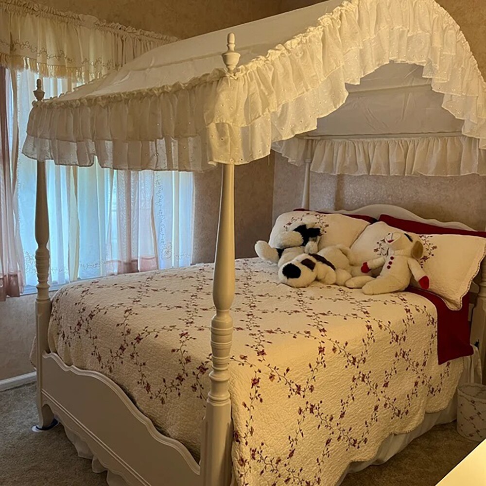 Double Ruffle Arched Eyelet Canopy Tops For The Bed In White or Off White MakerPlace by Michaels