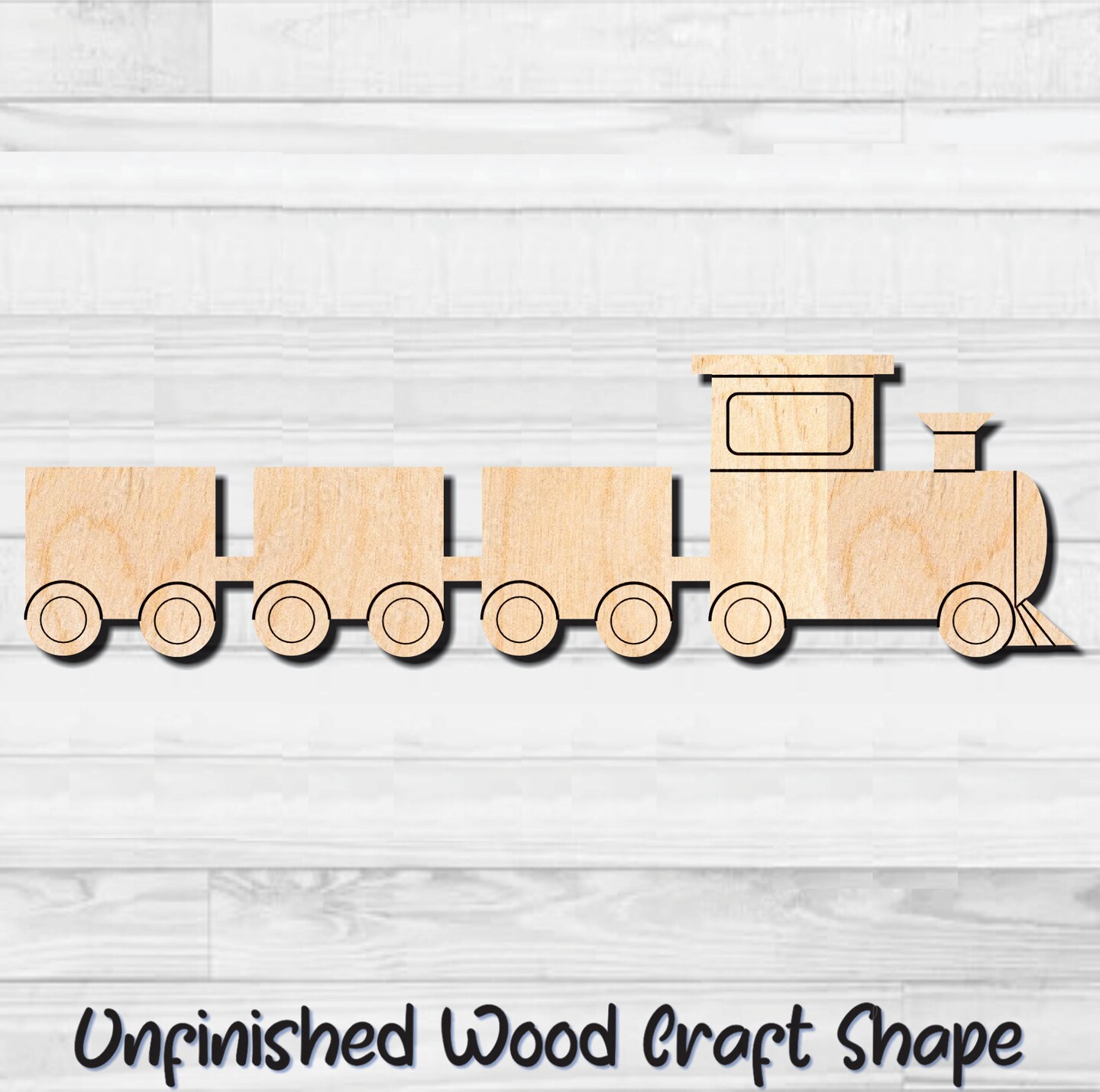 Train Engine with Cars Unfinished Wood Shape Blank Laser Engraved Cut ...