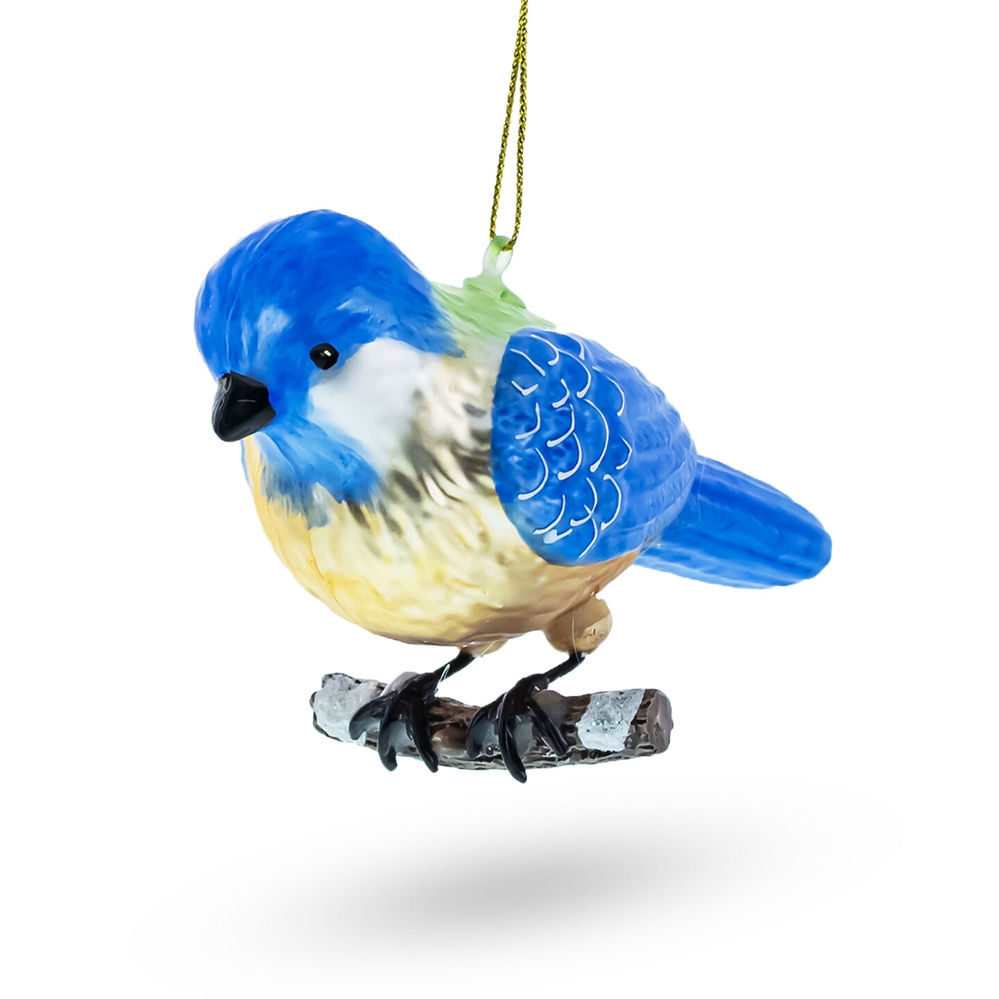 Bluebird Winter Woodland Glass Christmas Ornament, Color: Blue, Model ...