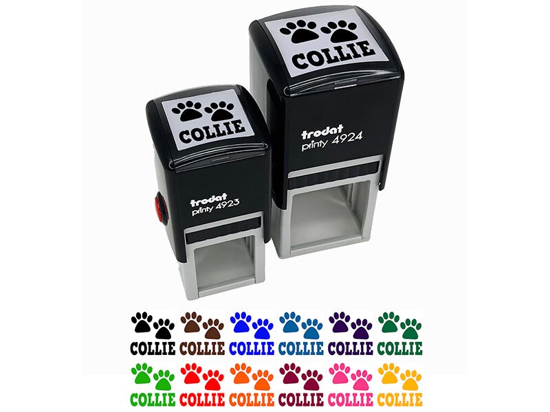 Collie Dog Paw Prints Fun Text Self-Inking Rubber Stamp Ink Stamper ...
