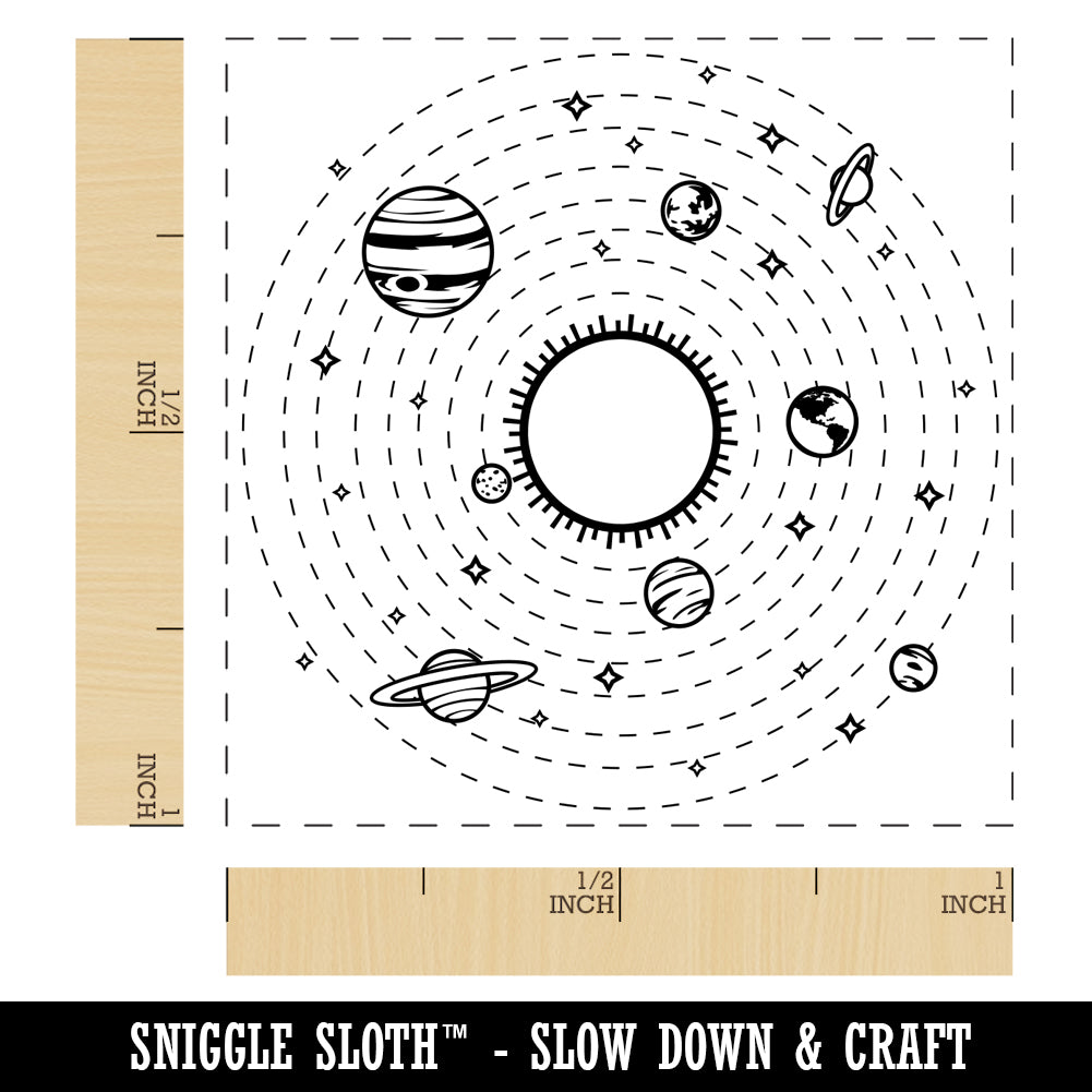 Solar System with Sun and Planets and Stars in Orbit Self-Inking Rubber ...