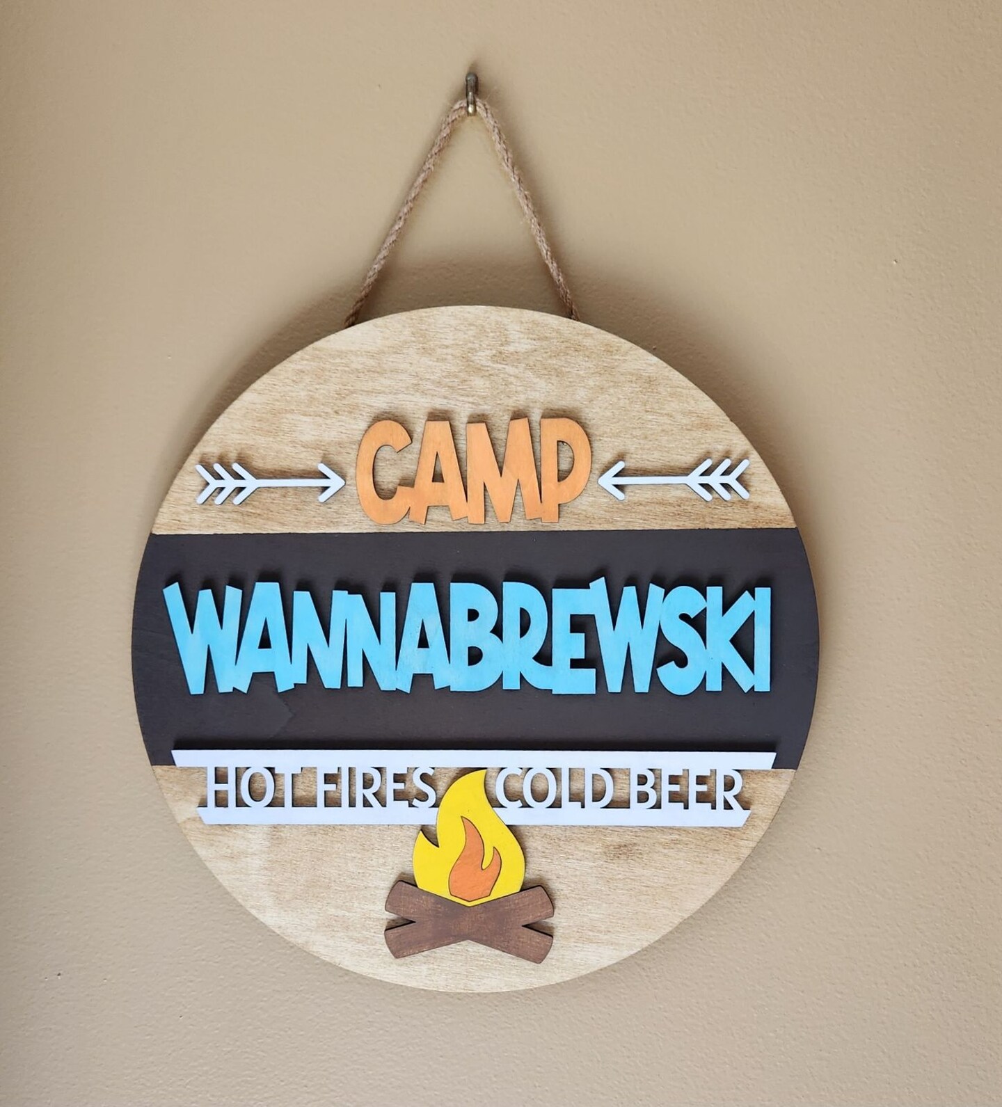 Camp Wannabrewski Wooden Sign, Laser Cut, Hand Painted, Camping, Camper ...