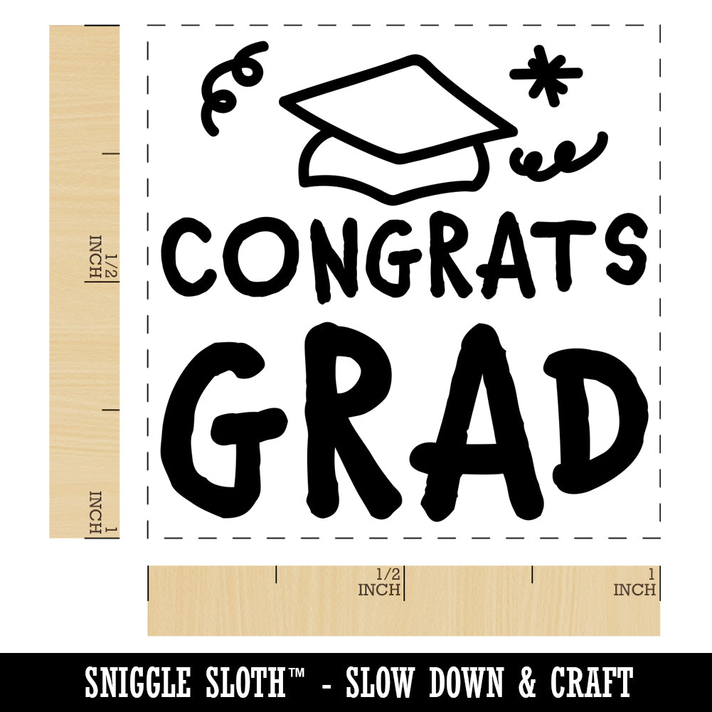 Congrats Grad Graduate Congratulations Self-Inking Rubber Stamp Ink ...