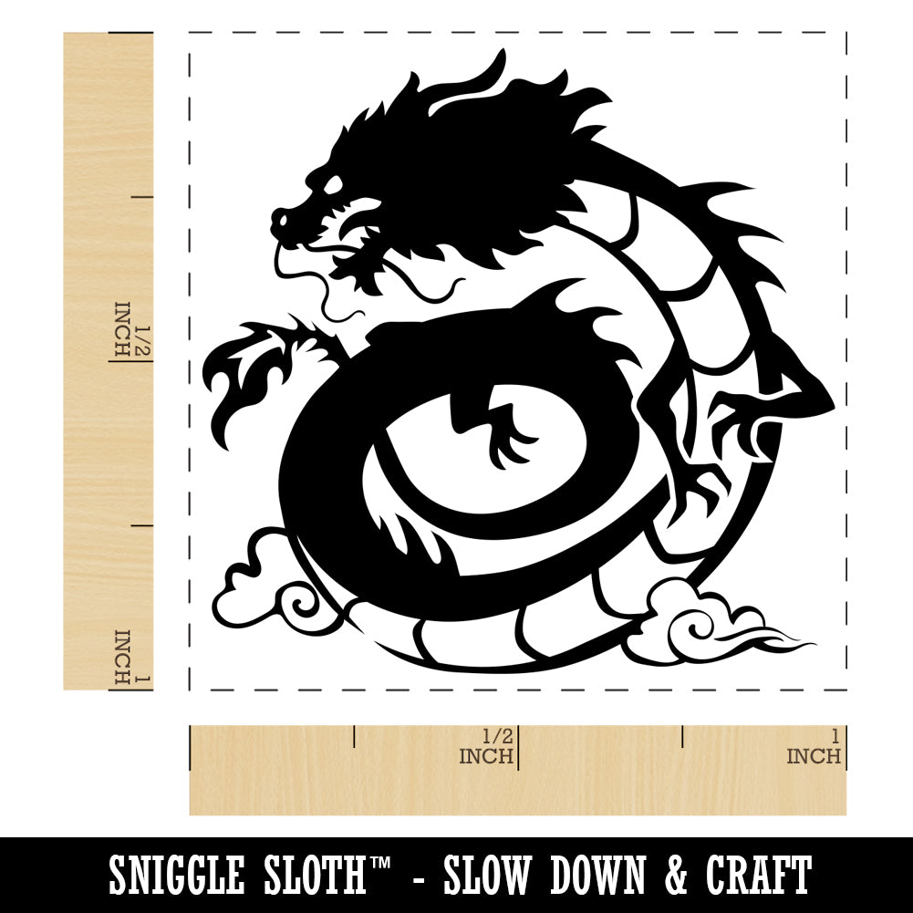 Asian Dragon Floating in Clouds Self-Inking Rubber Stamp Ink Stamper ...