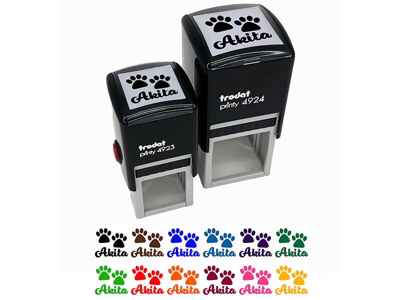 Akita Dog Paw Prints Fun Text Self-Inking Rubber Stamp Ink Stamper ...