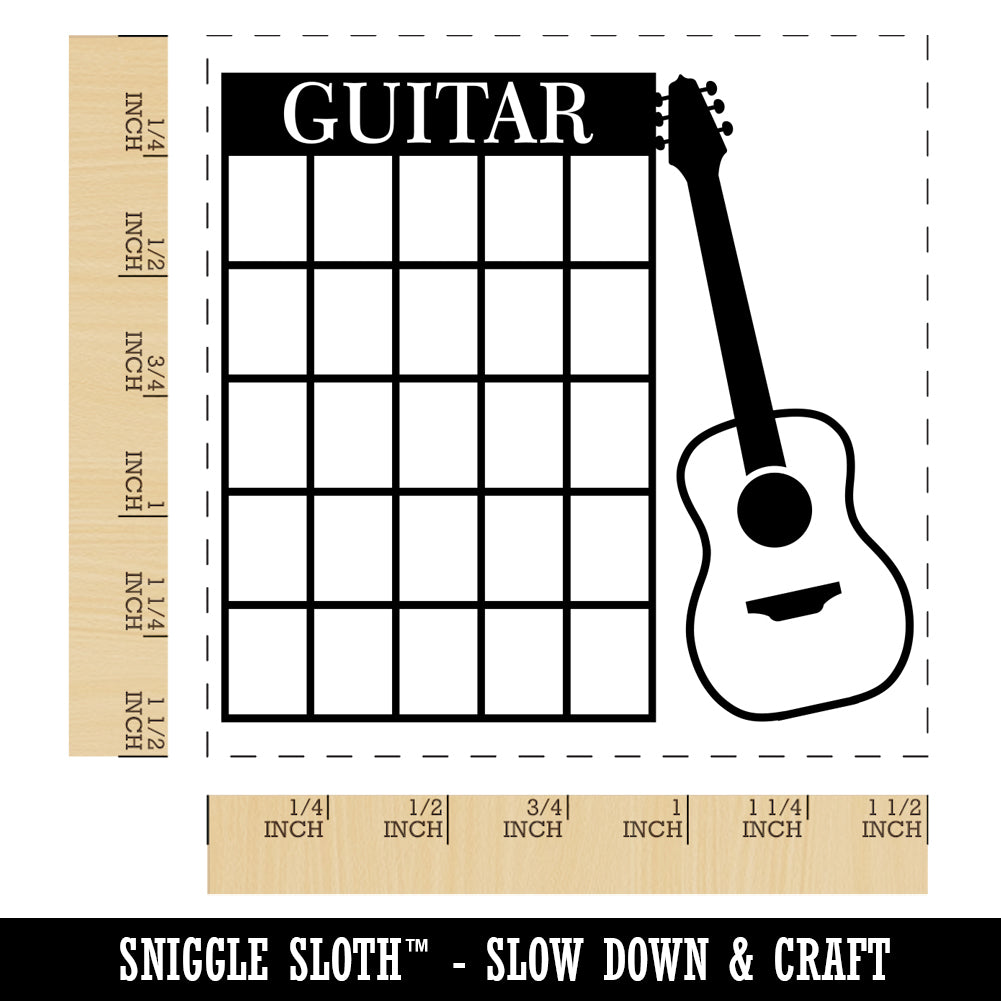 Leaning Acoustic Guitar Chord Chart Self-Inking Rubber Stamp Ink ...