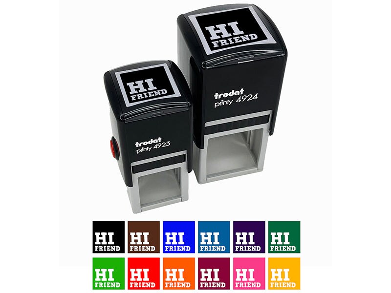 Hi Friend Reversed Text in Box Self-Inking Rubber Stamp Ink Stamper ...