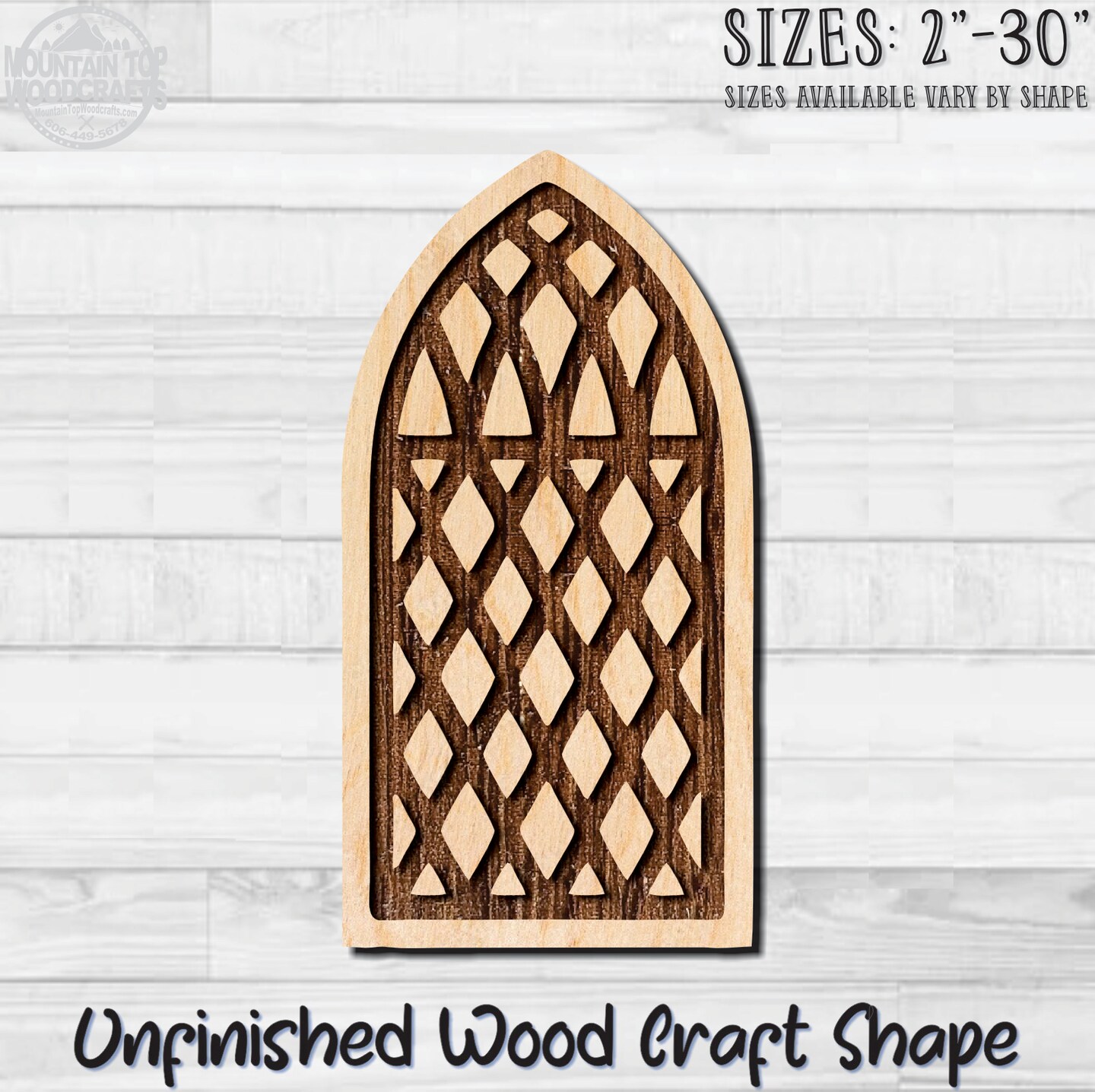 Stained Glass Window 9 Unfinished Wood Shape Blank Laser Engraved Cut ...