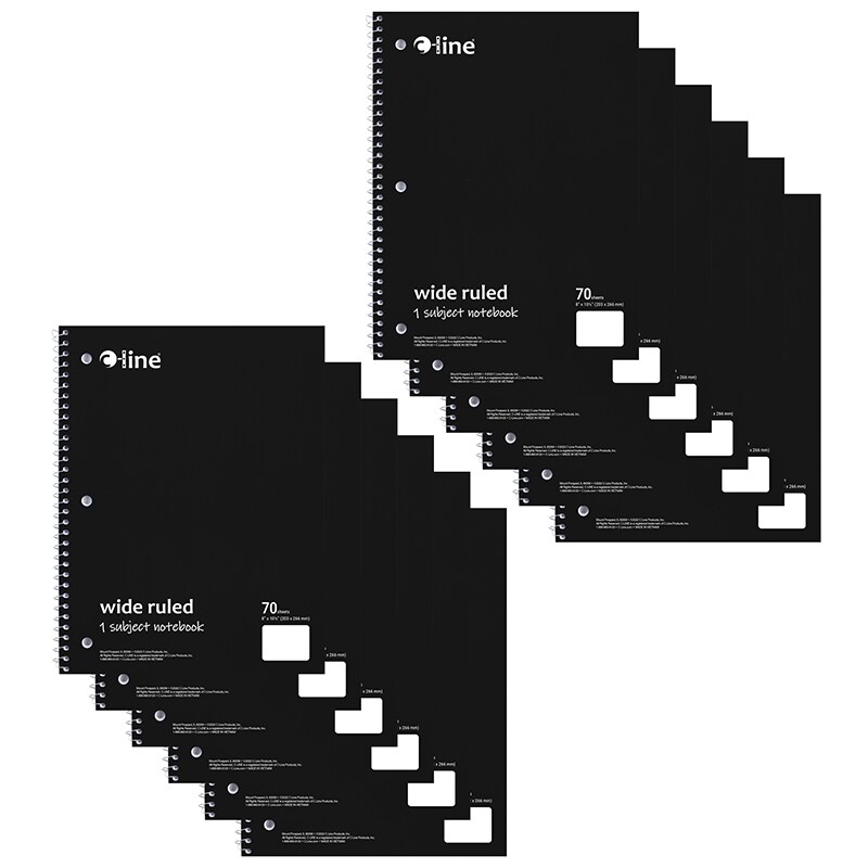 1-Subject Notebook, 70 Page, Wide Ruled, Black, Pack of 12 | Michaels