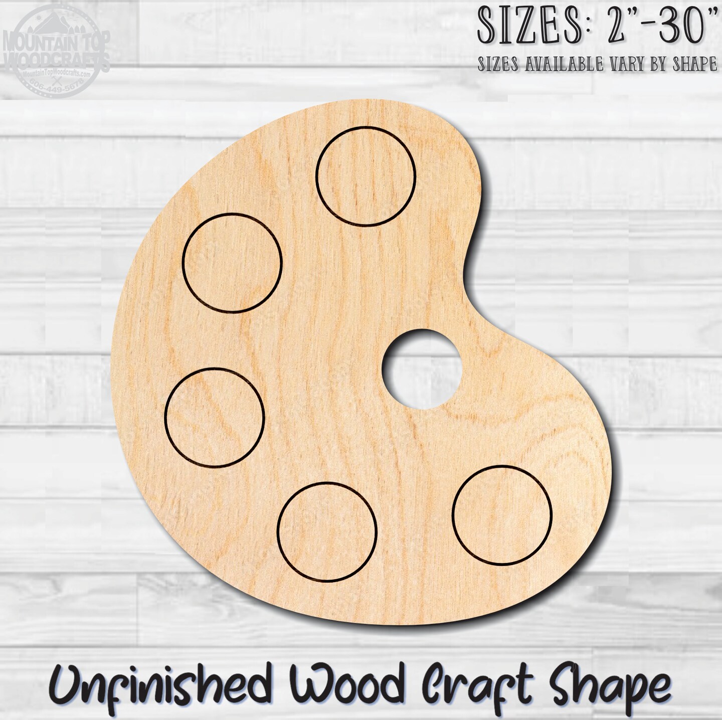 Painter Palette Unfinished Wood Shape Blank Laser Engraved Cut Out ...
