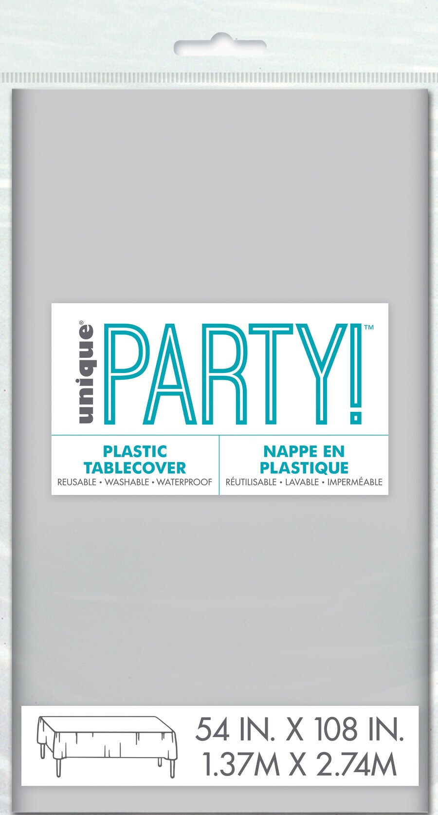 Silver Solid Rectangular Plastic Table Cover, 54" x 108" | Michaels