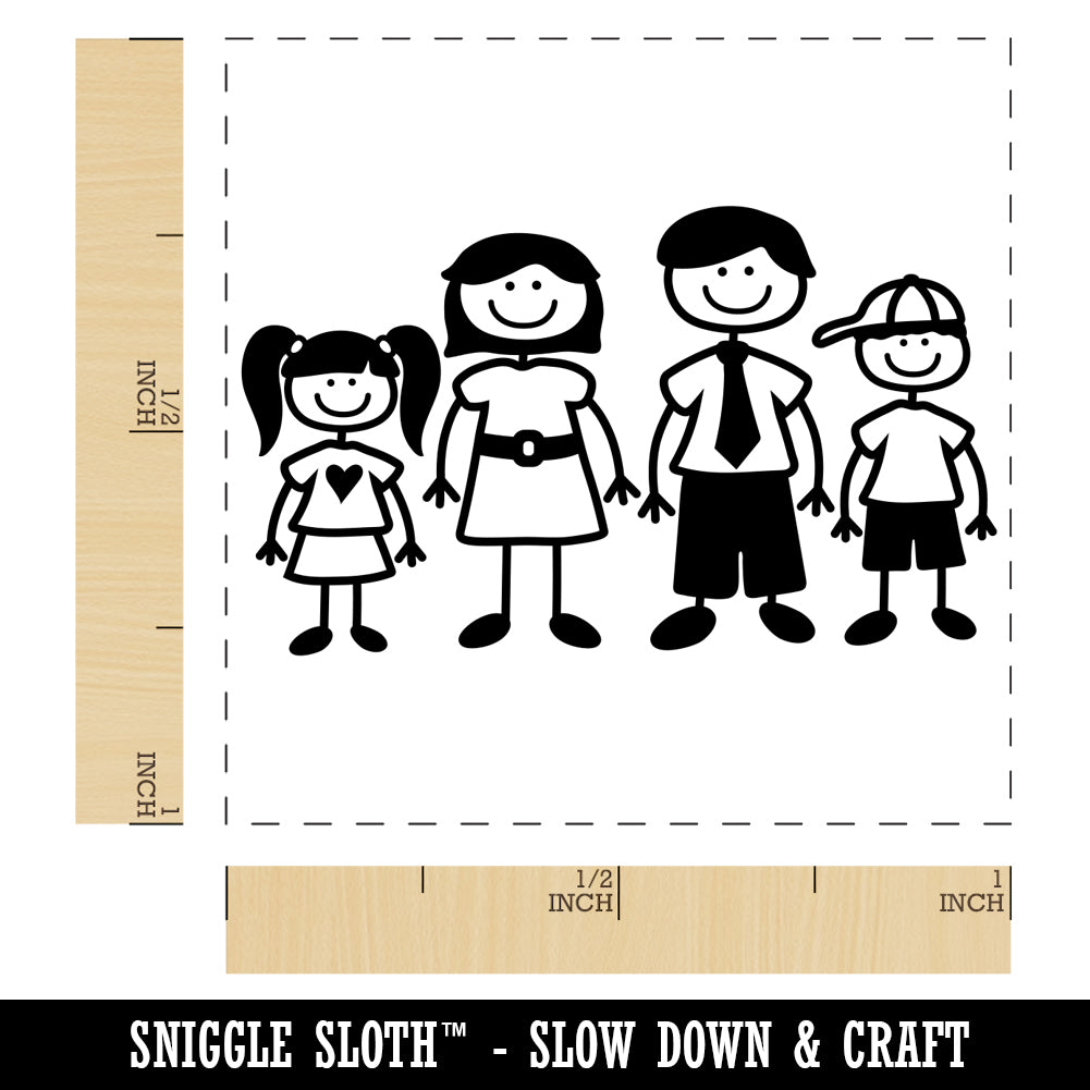 Stick Figure Family of Four Mom Dad Son Daughter Self-Inking Rubber ...