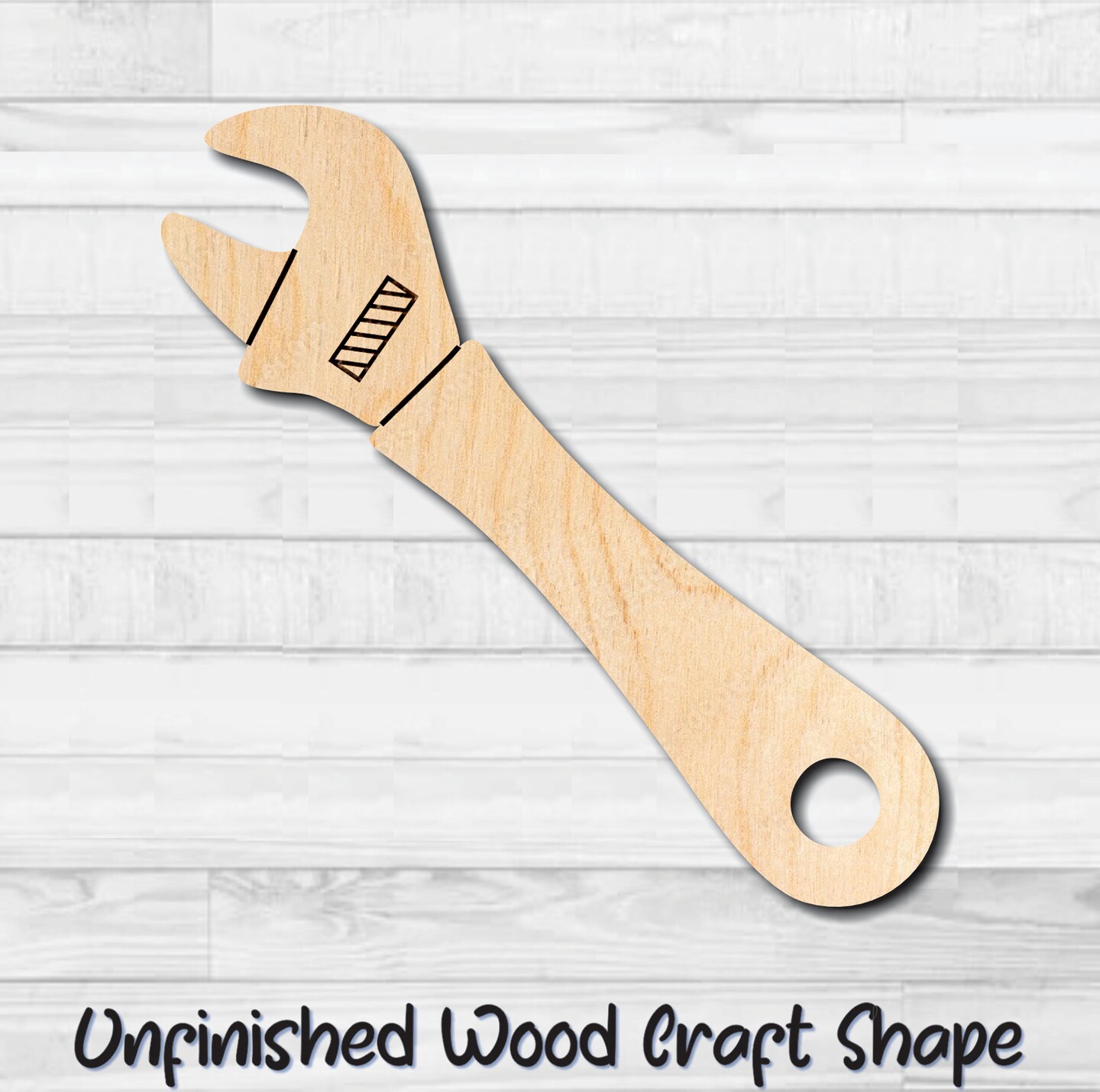 Monkey Wrench Tool Unfinished Wood Shape Blank Laser Engraved Cutout ...