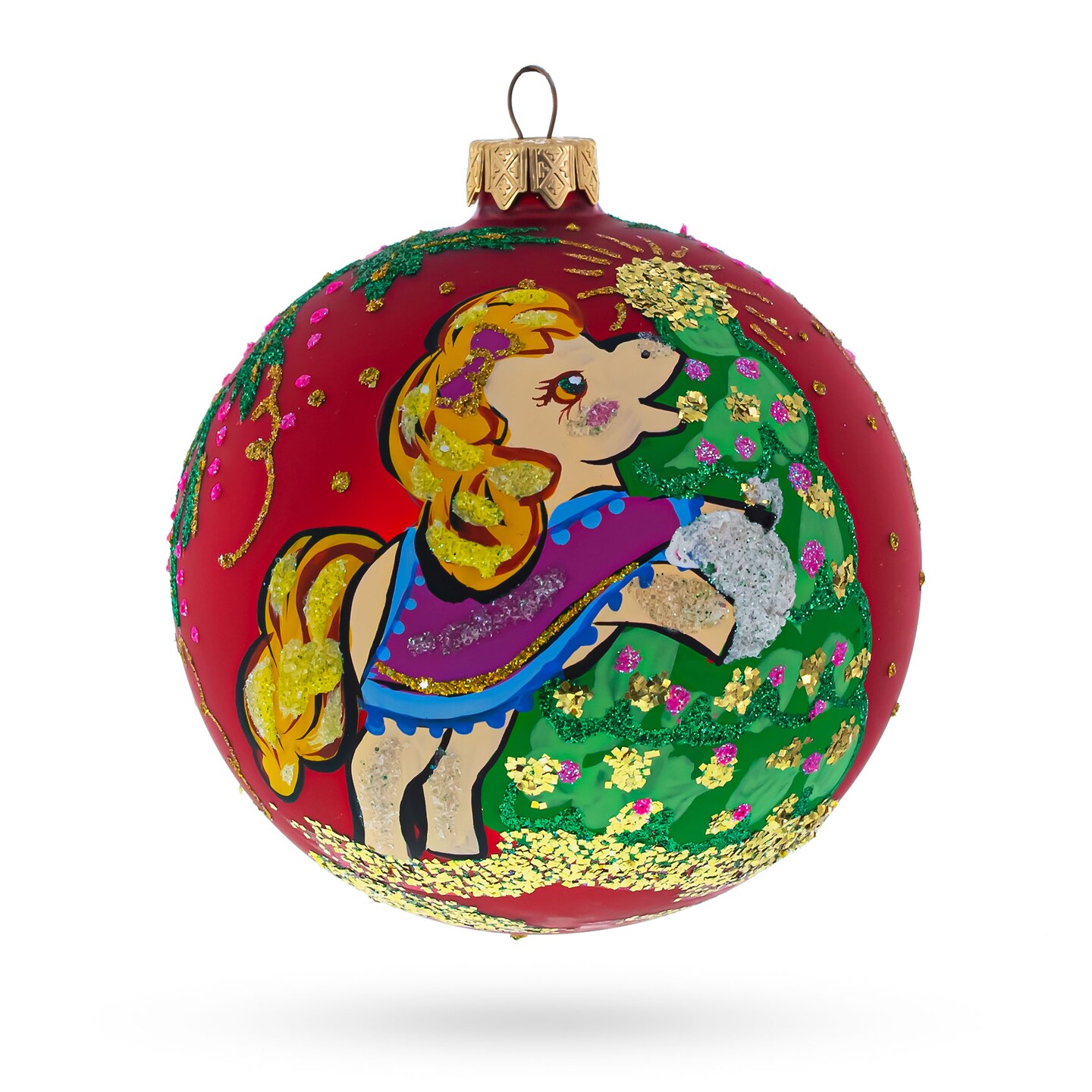 Pony Horse Decorating Tree Blown Glass Ball Christmas Ornament 4 Inches ...