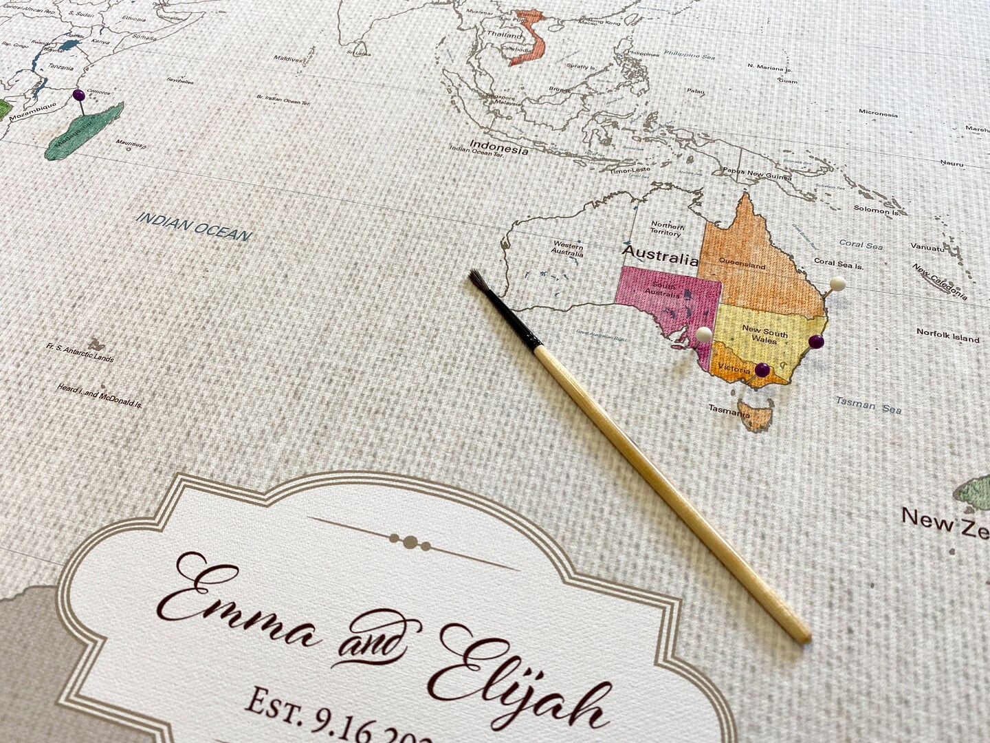 DIY World Watercolor Push Pin Travel Map - color and paint cotton ...