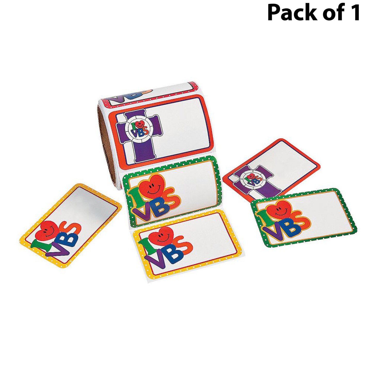 High Quality I Love VBS Name Tag Stickers Roll 100 Count Roll | Raheev ...