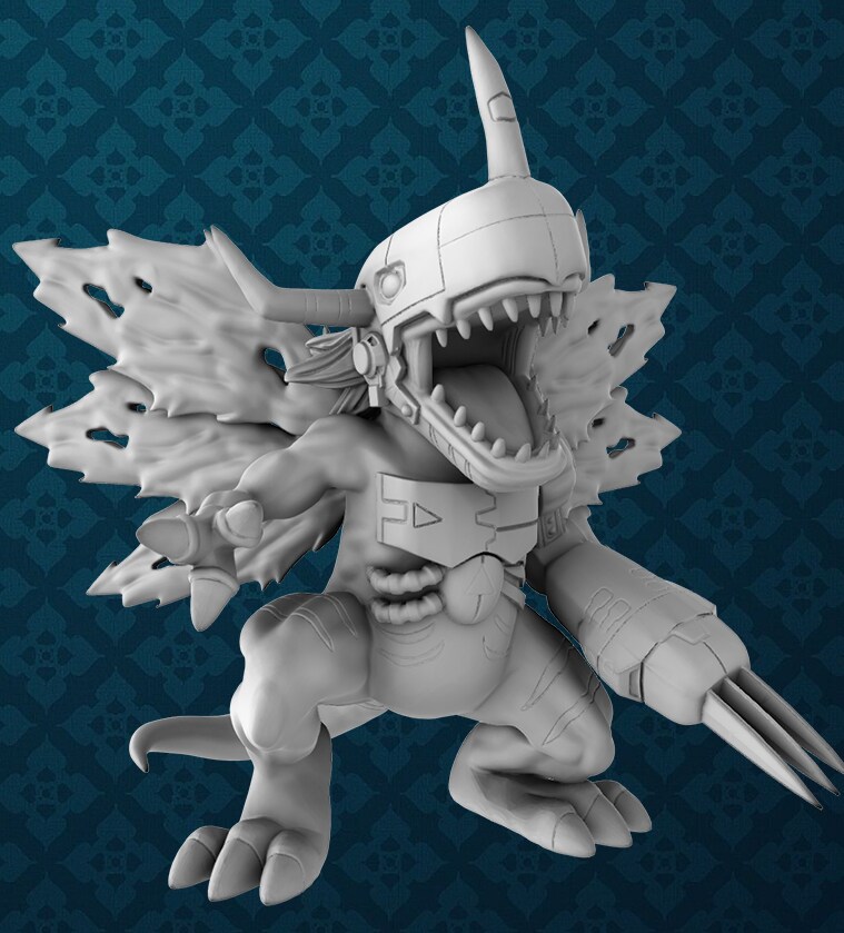 Metalgreymon from Irnkman Minis. Total height apx. 102mm. Unpainted ...