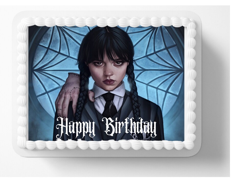 Goth Girl Edible Image Birthday Wednesday Party Cake Topper Edible Cake ...