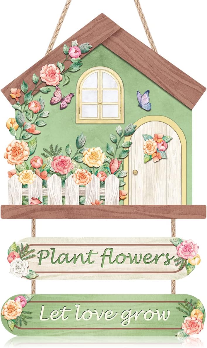 Spring Welcome Wooden Plaques, Flower House Front Door Wood Sign (11 ...