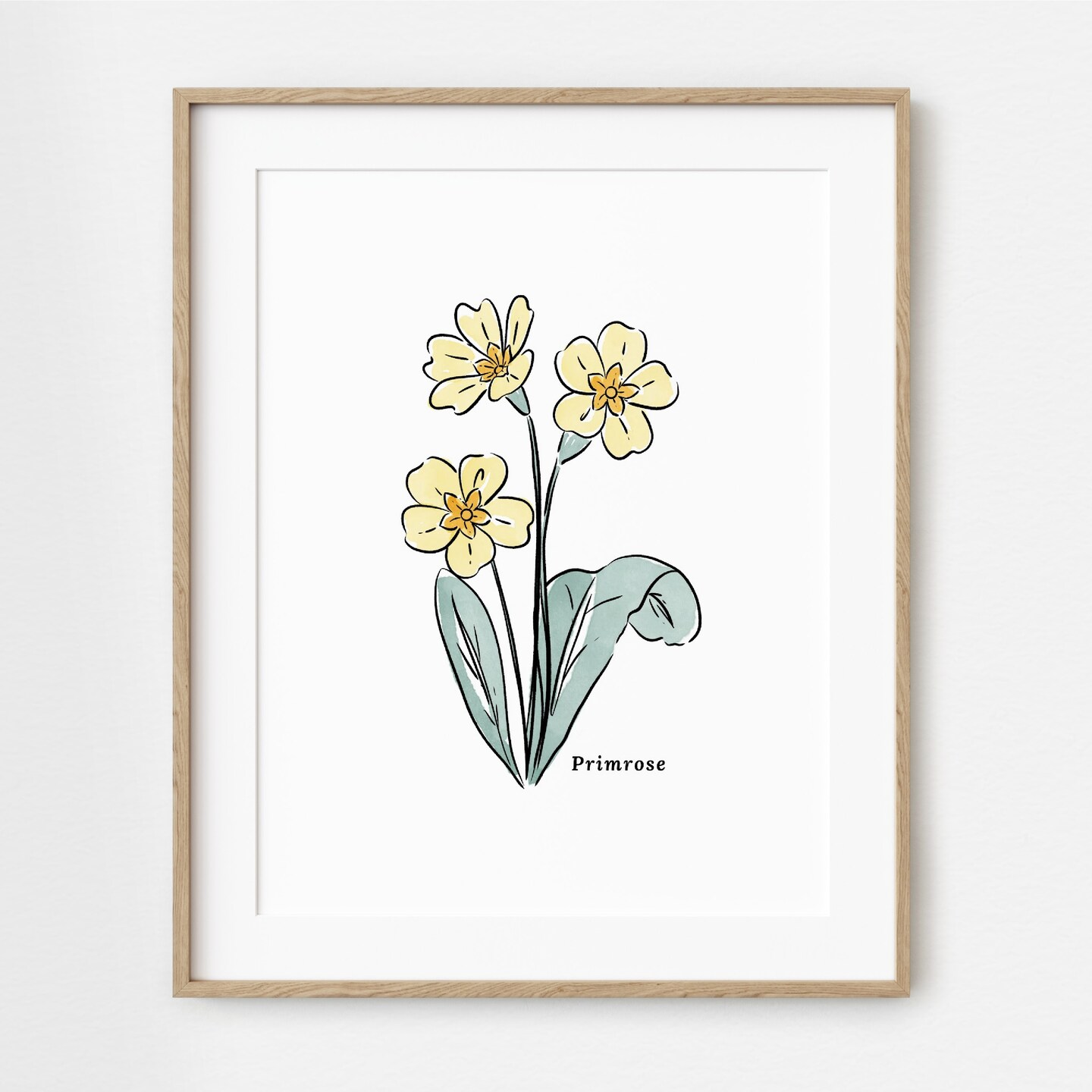 Yellow Primrose Flower Illustration Unframed Art Print | Watercolor ...