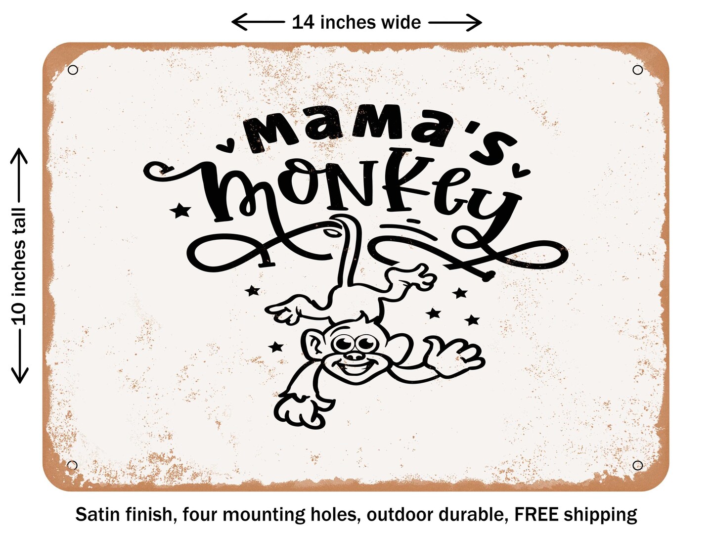 DECORATIVE METAL SIGN - Mamas Monkey - Vintage Rusty Look | Michaels