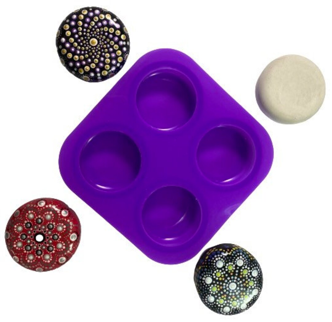 4 Cavities Silione Mandala Round Urchin Mold for Making Plaster or ...