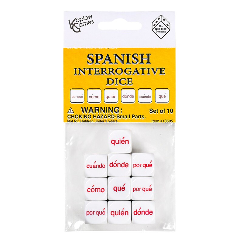 Spanish Interrogative Dice Set, 10 Pieces | Michaels