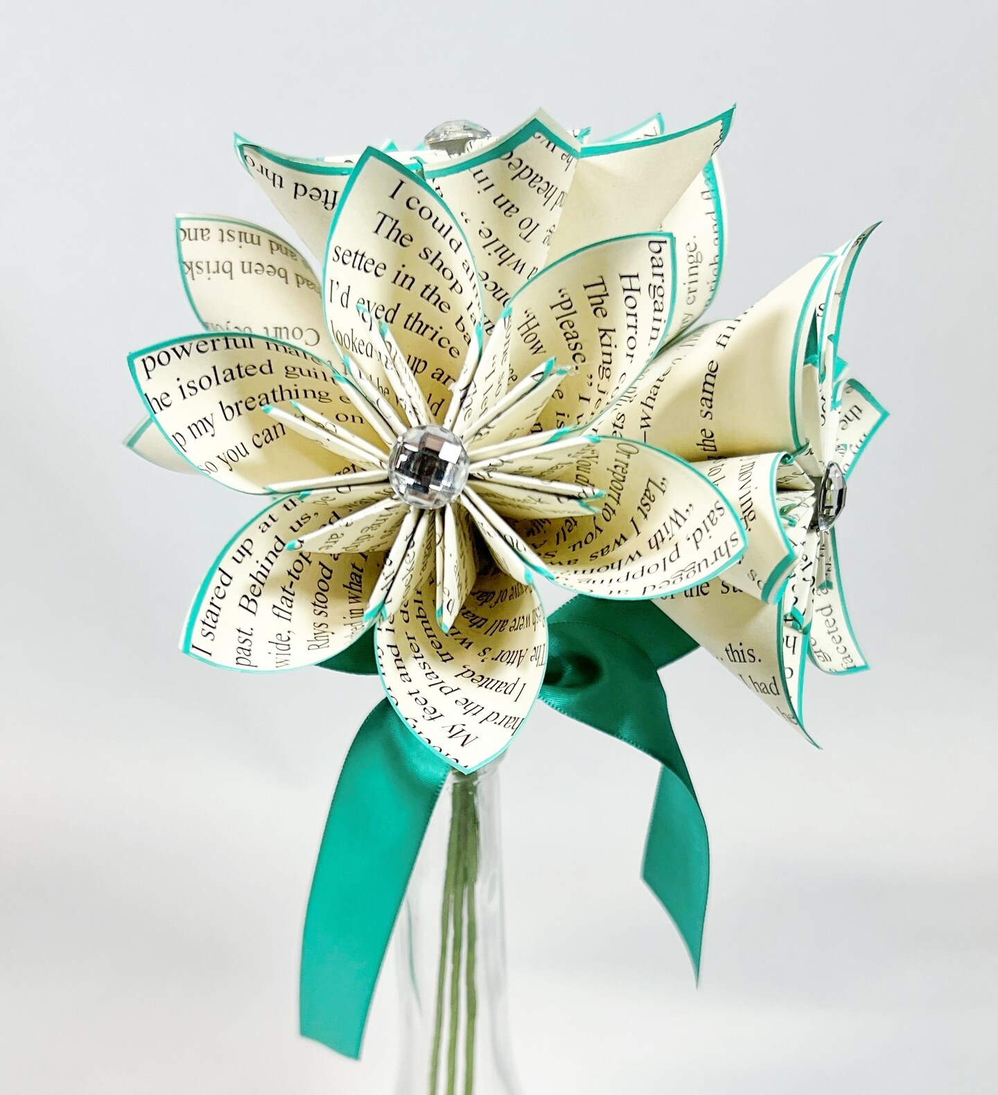 5 Book Paper Flowers- Ready to ship, one of a kind origami, handmade ...