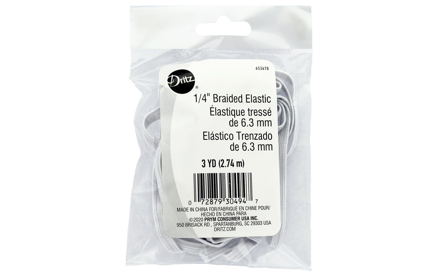 Dritz Elastic Braid 1/4"X3yd Pkg White | Michaels