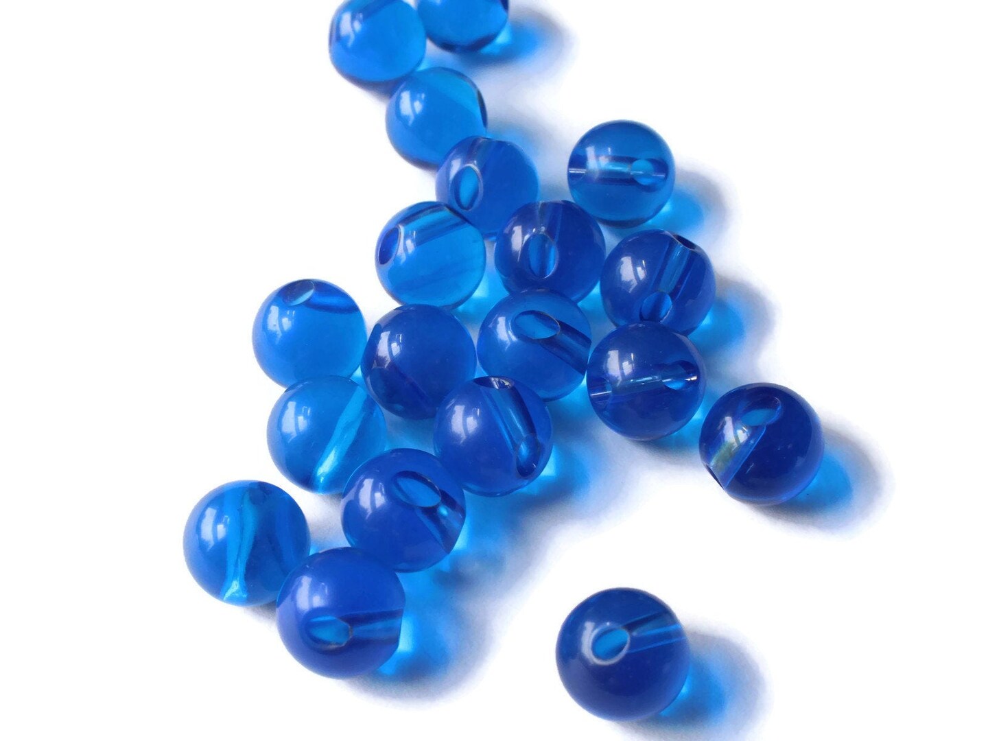 12 9mm 3/8 Inch Clear Blue Ball Buttons Round Vintage Lucite Buttons ...