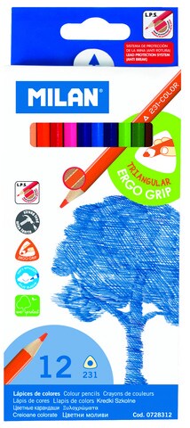 MILAN TRIANGULAR ERGO GRIP COLORED PENCILS 12PC SET | Michaels