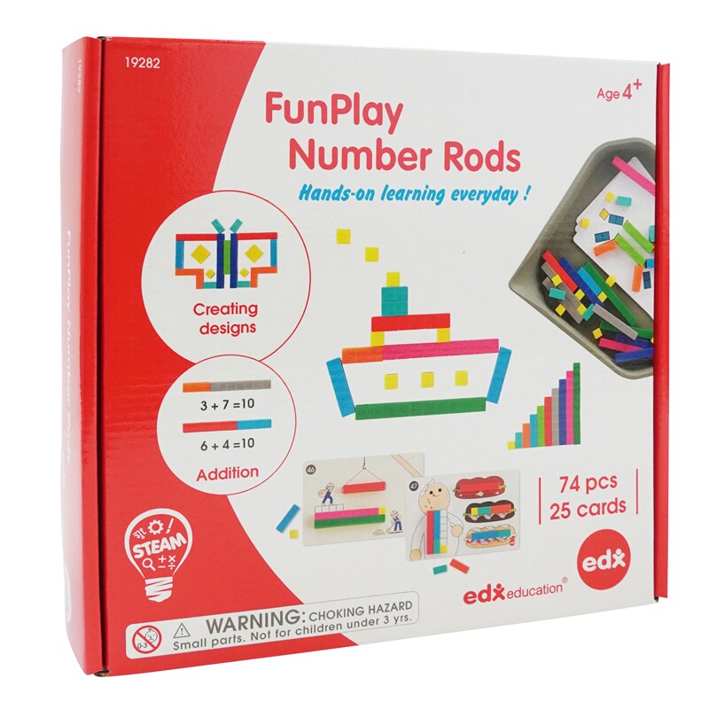 FunPlay Number Rods - Set of 74 Math Manipulatives + 50 Activities ...