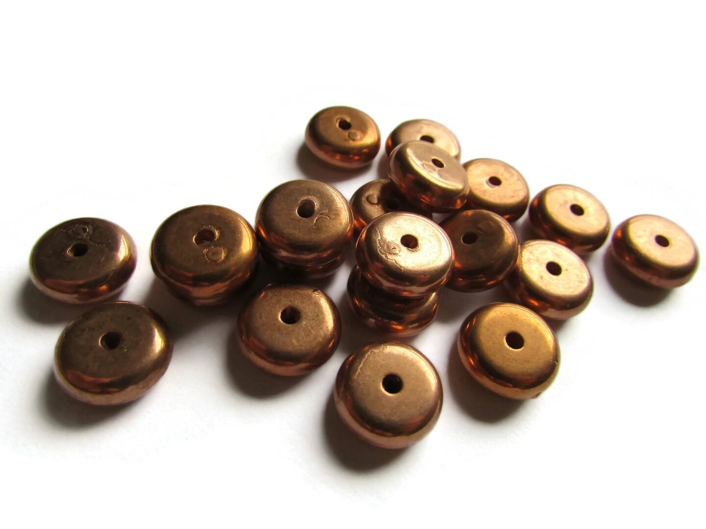 20 12mm Vintage Red Copper Rondelle Beads Copper Plated Plastic Disc ...