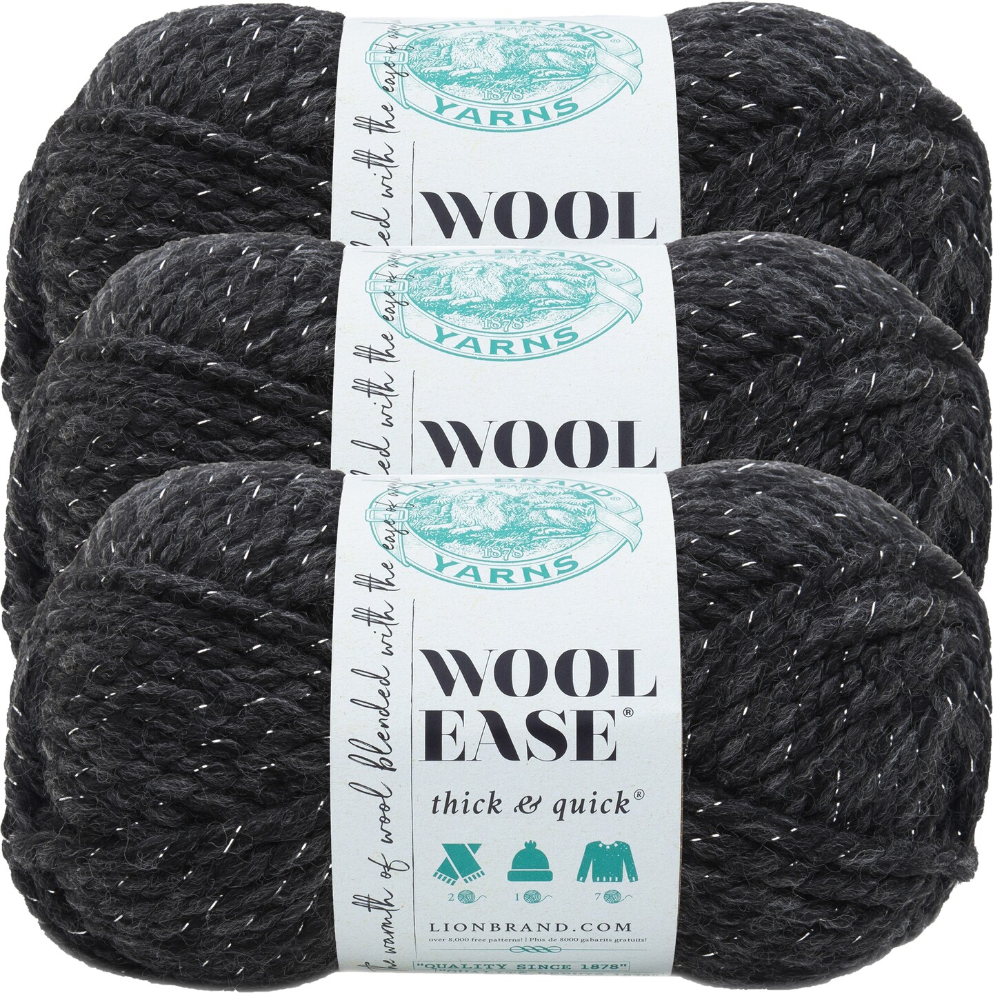 (3 Pack) Lion Brand Wool-Ease Thick & Quick Yarn - Constellation ...