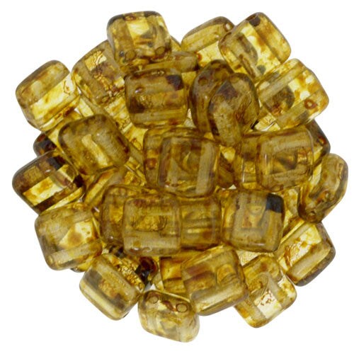 Czechmate 6mm Square Glass Czech Two Hole Tile Bead, Picasso Crystal ...