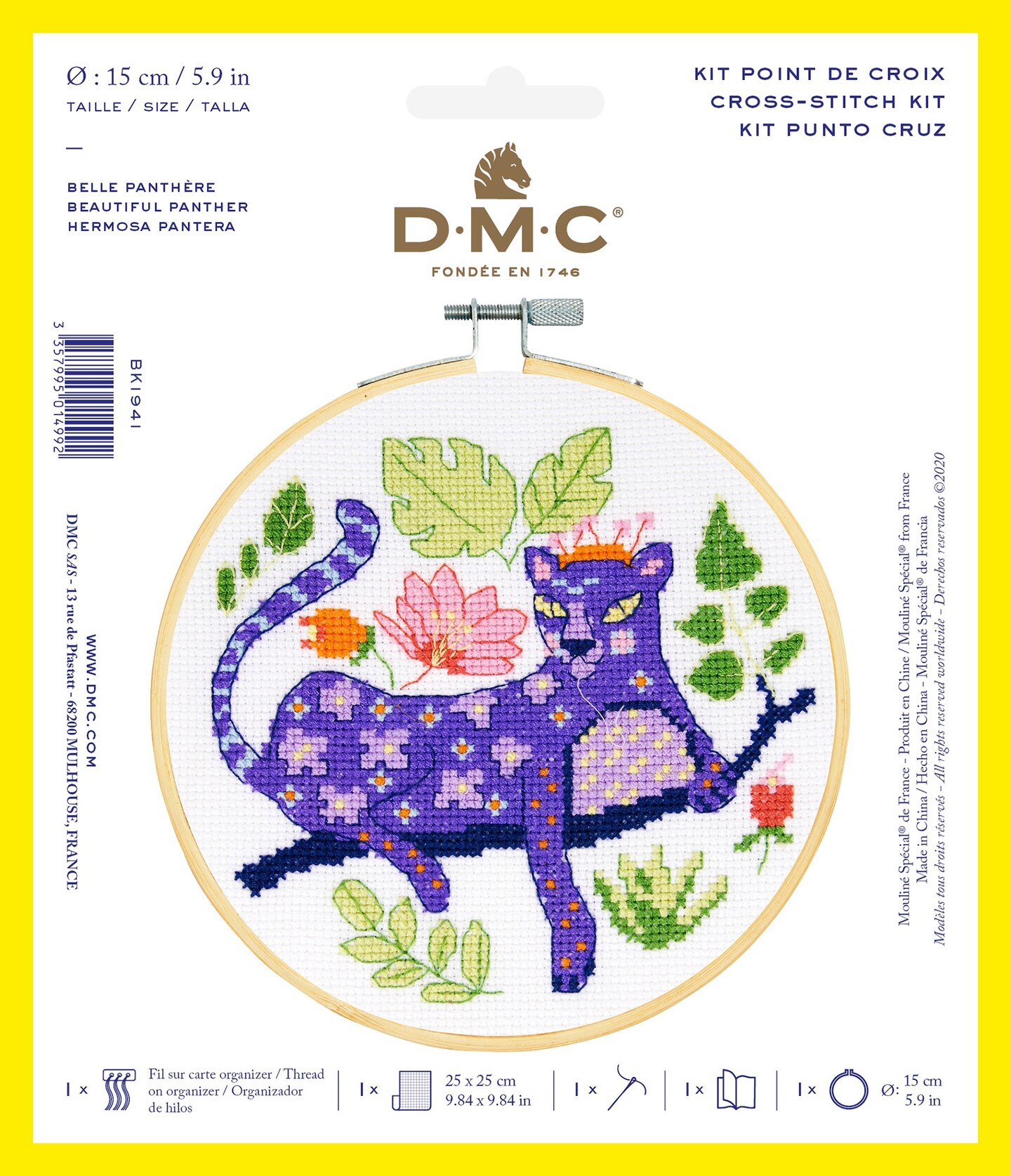 Dmc Stitch Kit 6" Diameter-Panther (14 Count) | Michaels