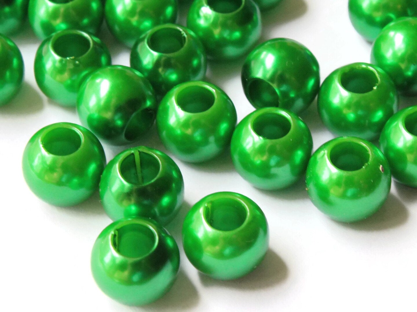 40 12mm Large Hole Green Pearl Beads Round Plastic Pearls | Michaels