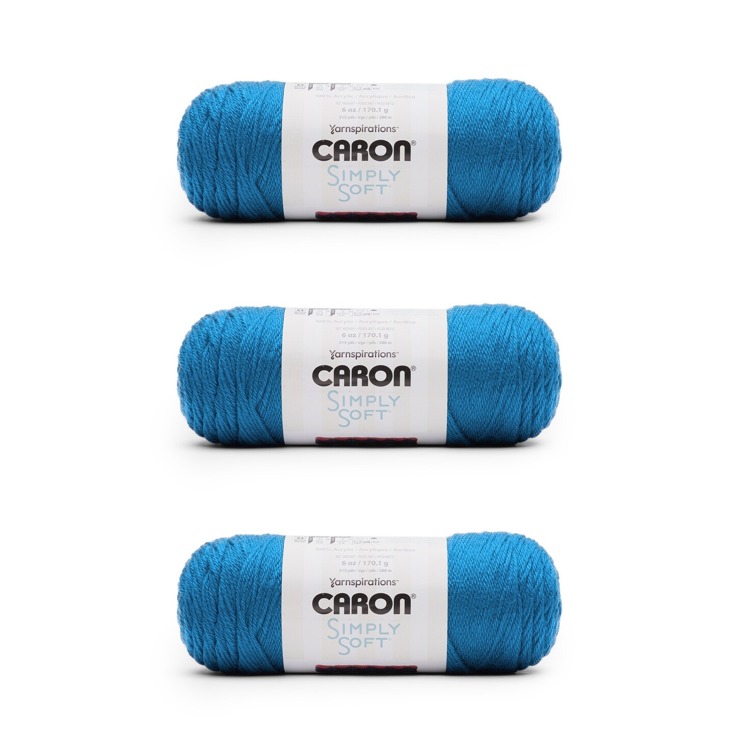 Caron Simply Soft Cobalt Blue Yarn - 3 Pack of 170g/6oz - Acrylic - 4 ...