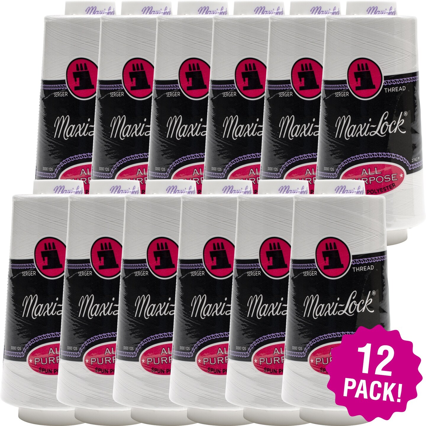 Multipack of 12 - Maxi-Lock Cone Thread 3,000yd-White | Michaels