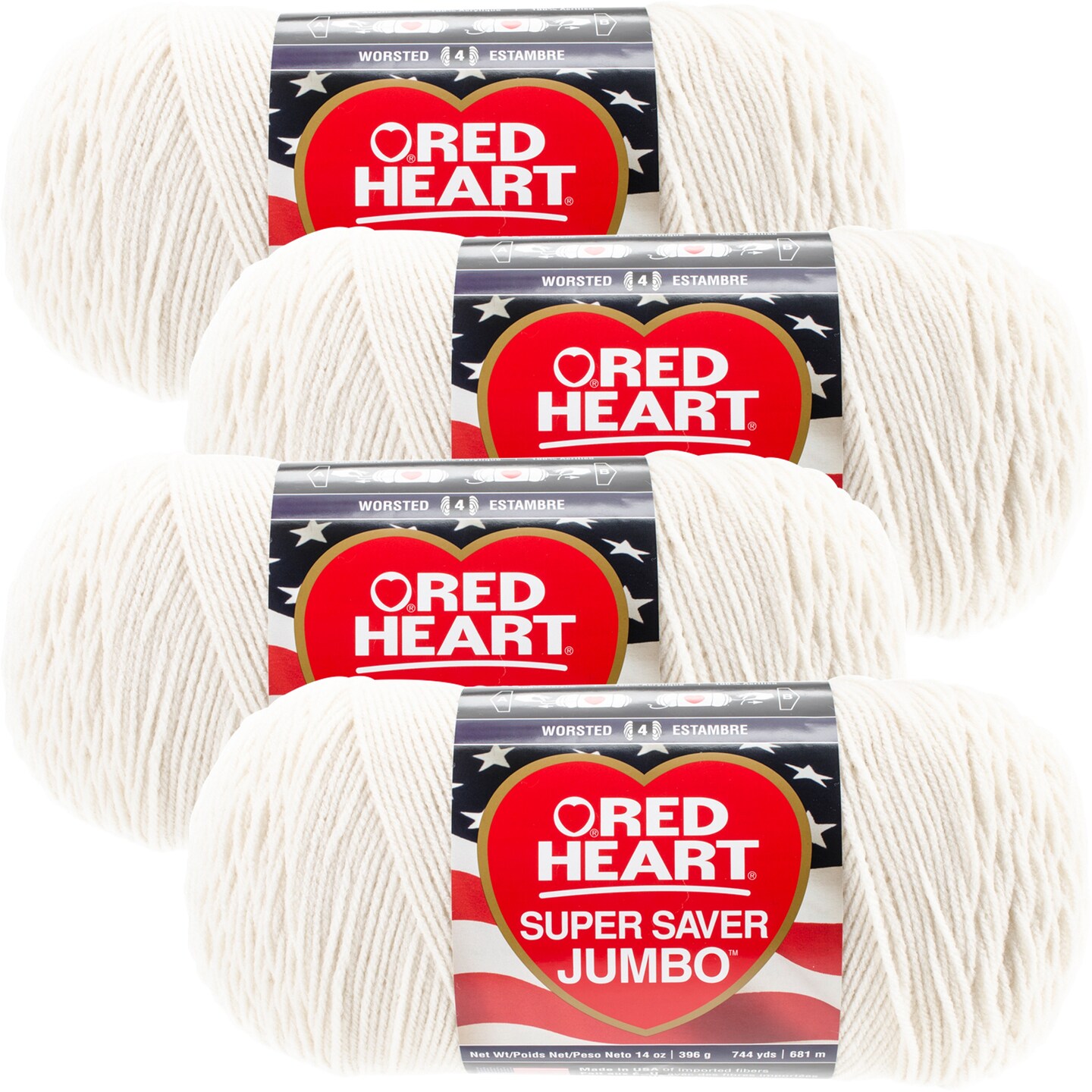 Multipack of 4 - Red Heart Super Saver Jumbo Yarn-Aran, Count: 4 | Michaels