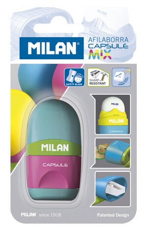MILAN CAPSULE MIX SINGLE HOLE SHARPENER WITH ERASER CARDED | Michaels