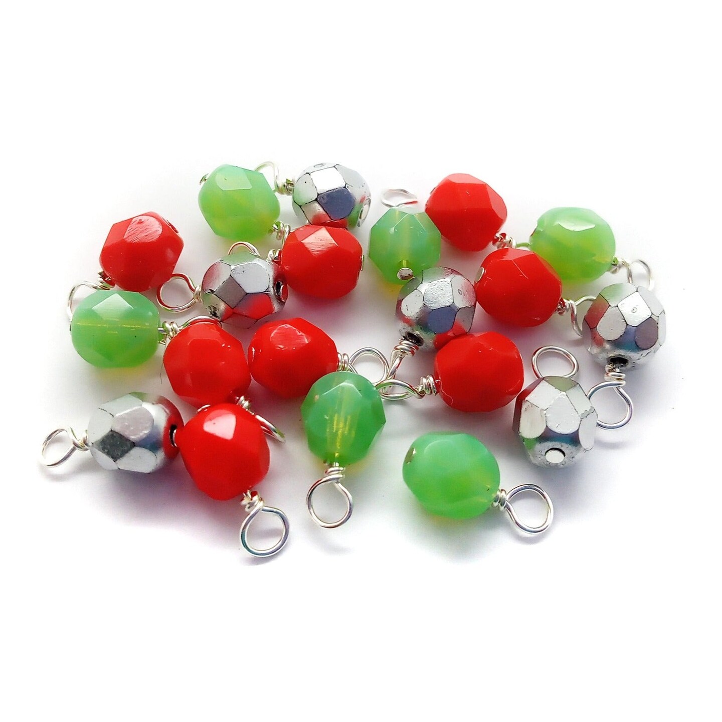 Christmas Color Charms, 20 pc 6mm Faceted Glass Bead Dangle Mix ...