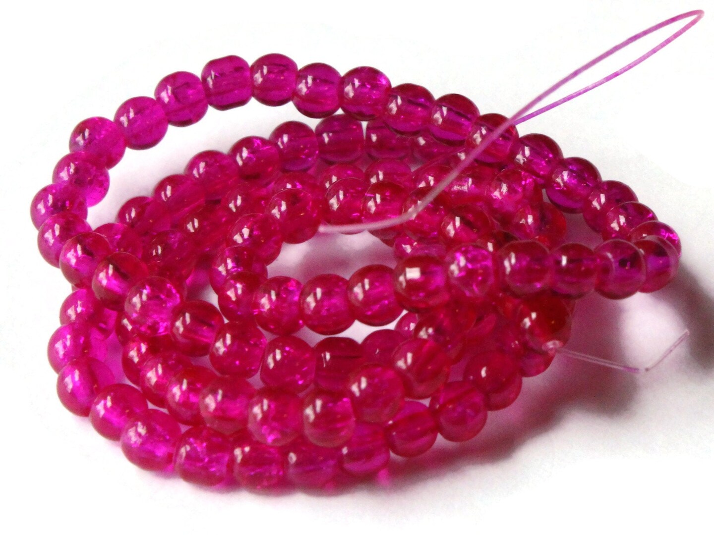 4mm Bright Pink Crackle Beads Cracked Glass Small Round Beads | Michaels
