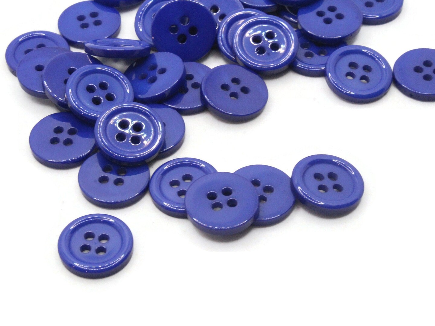 36 15mm Royal Blue Flat Round Plastic Four Hole Buttons | Michaels