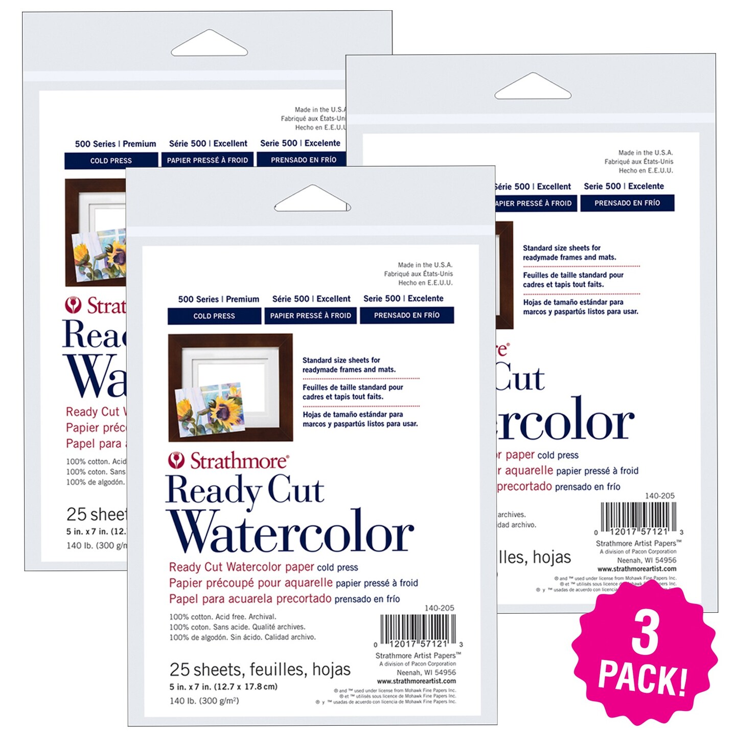 Multipack of 3 - Strathmore Watercolor Paper Pack 5"X7"-25 Sheets ...