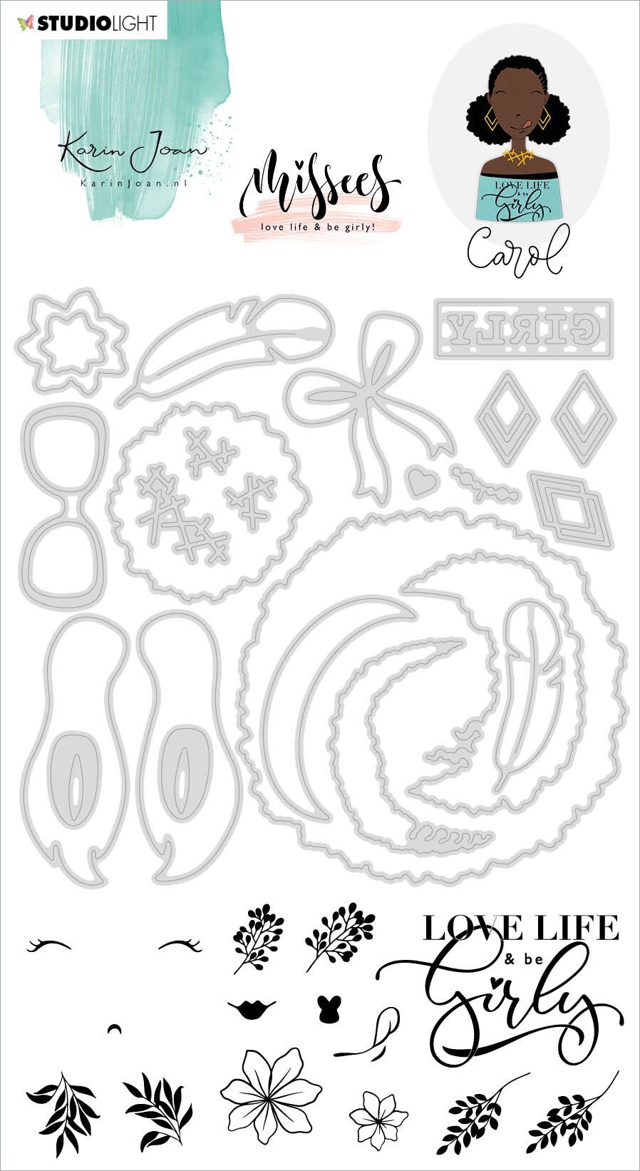 Studio Light Karin Joan Missees Stamp & Cutting Die-Nr. 05, Carol ...
