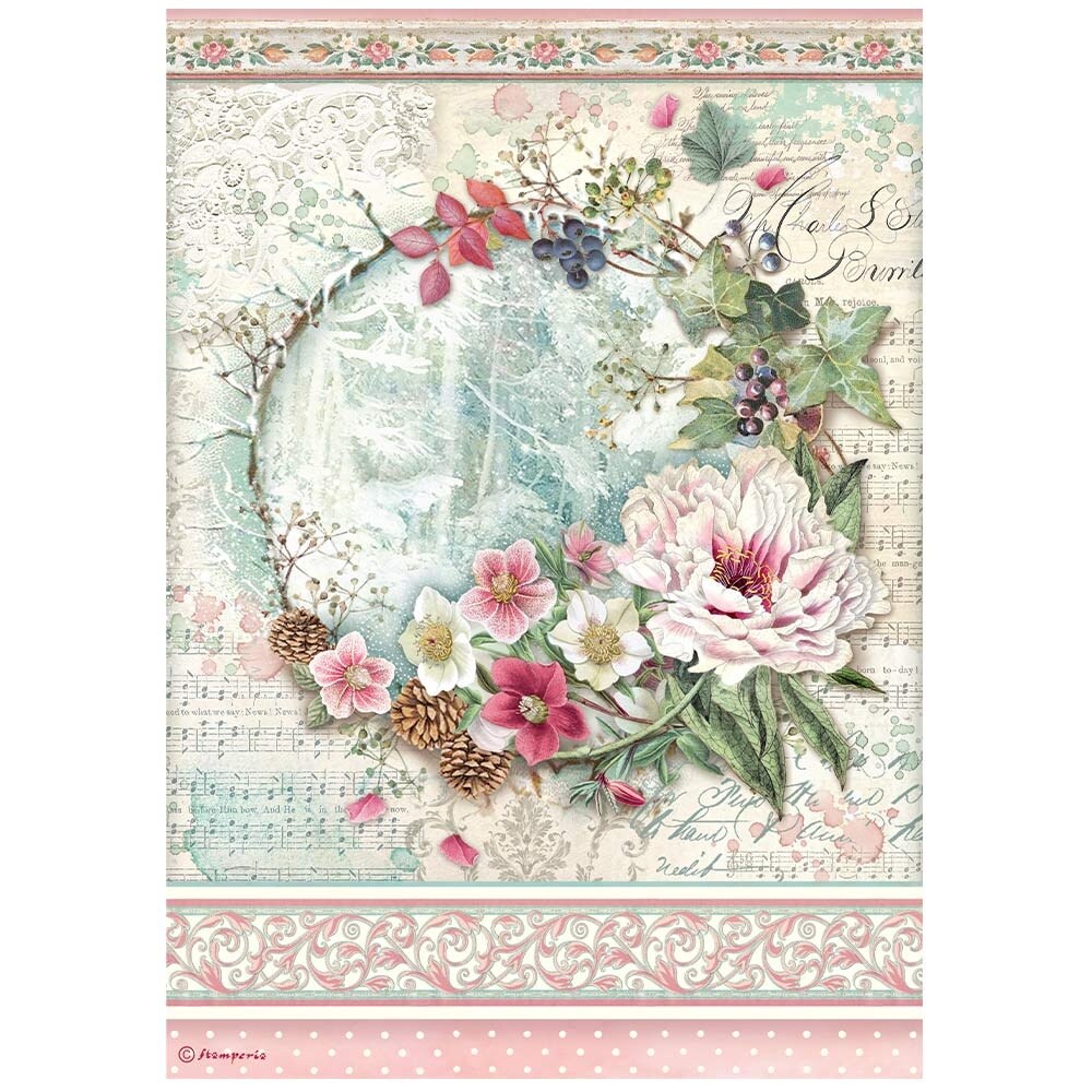Stamperia Rice Paper Sheet A4-Garland, Sweet Winter | Michaels